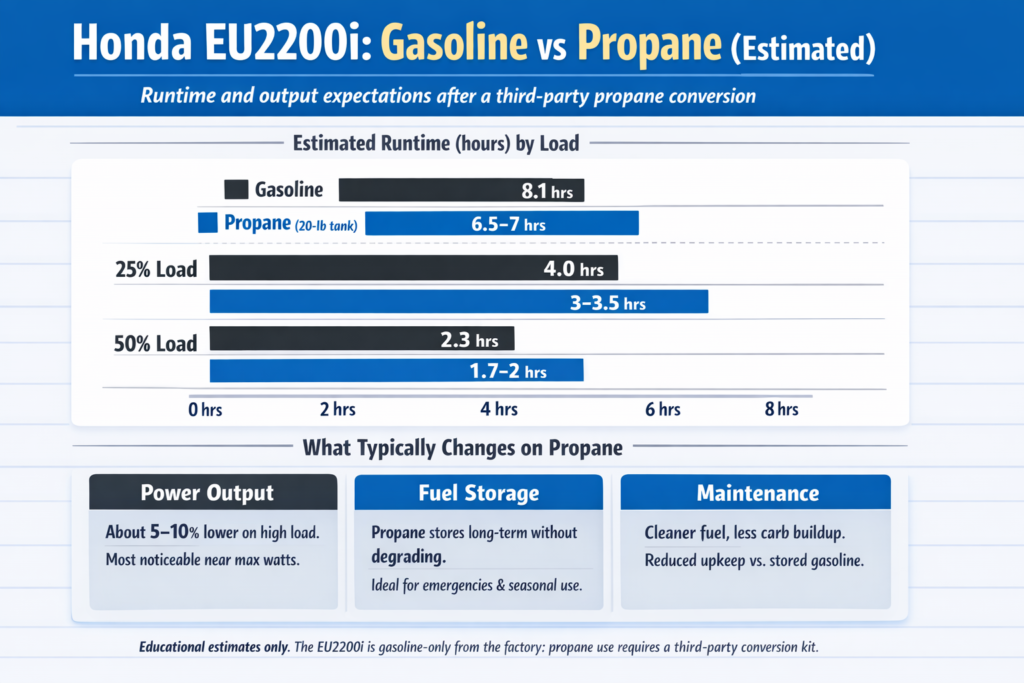 Honda EU2200i Propane Conversion Chart & Runtime Guide ...